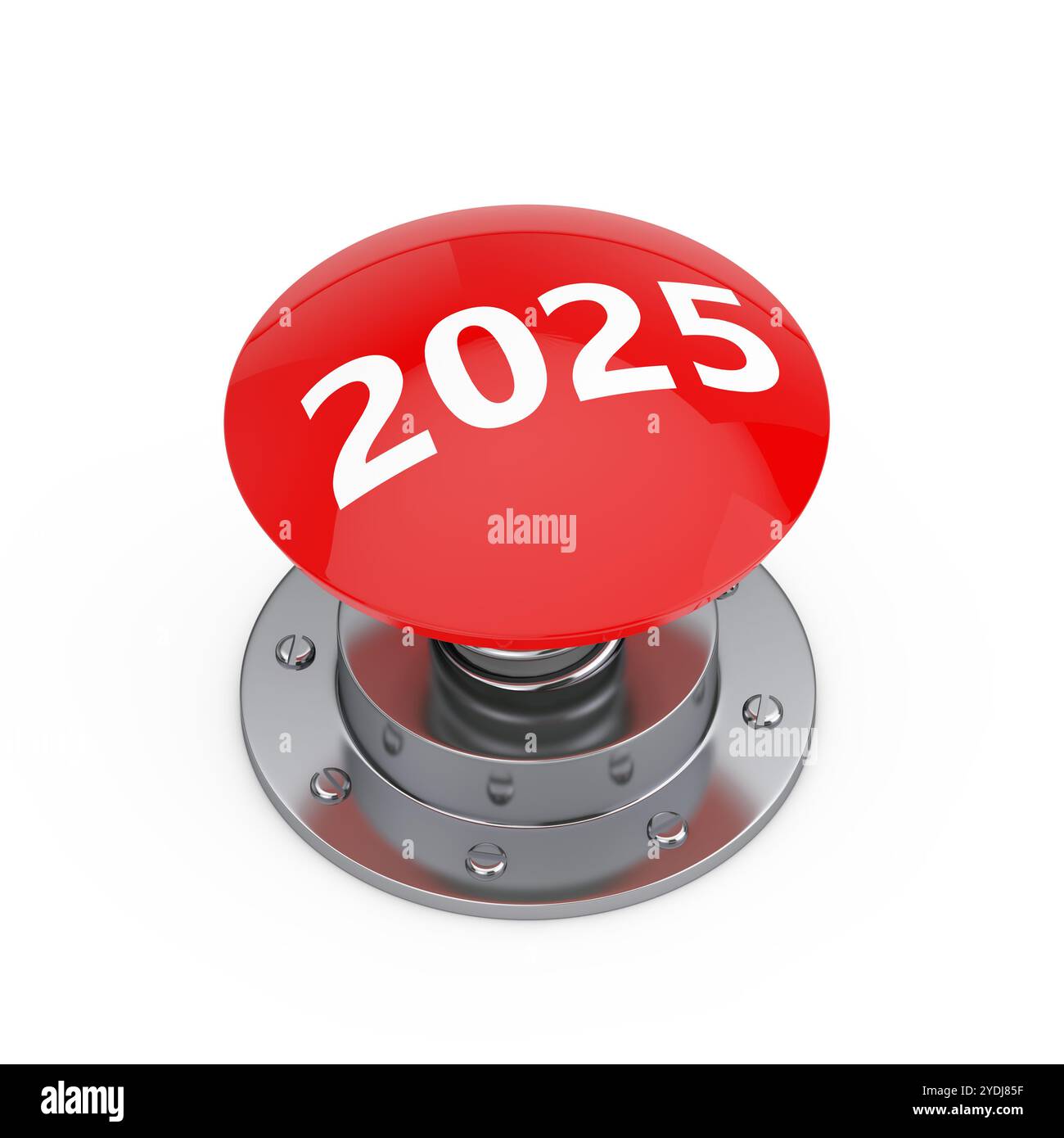 Red Start 2025 New Year Button on a white background. 3d Rendering ...