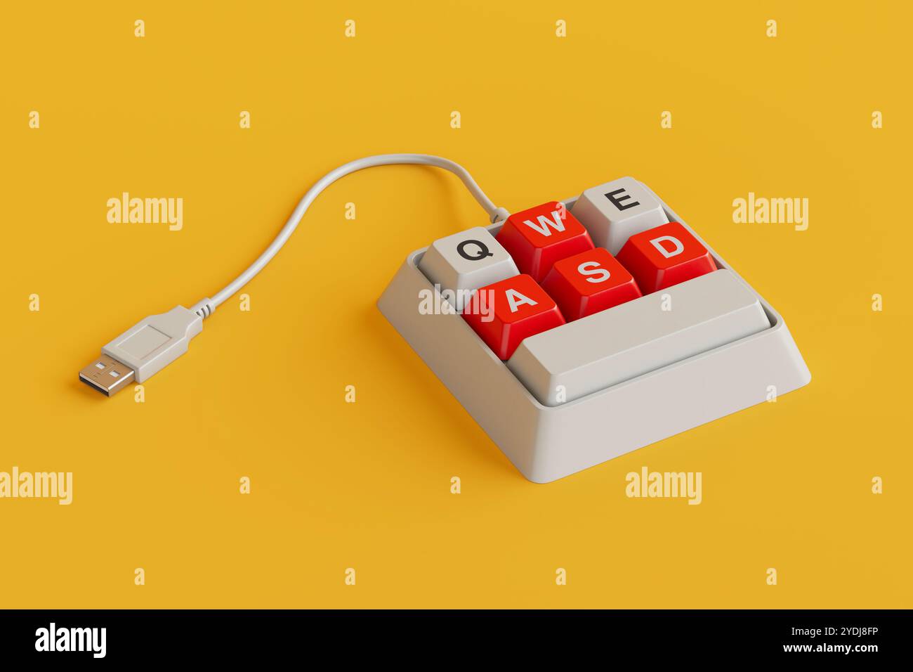 Small Compact And Designed Specifically For Gaming White Keyboard With Red Wasd Keys And A Usb