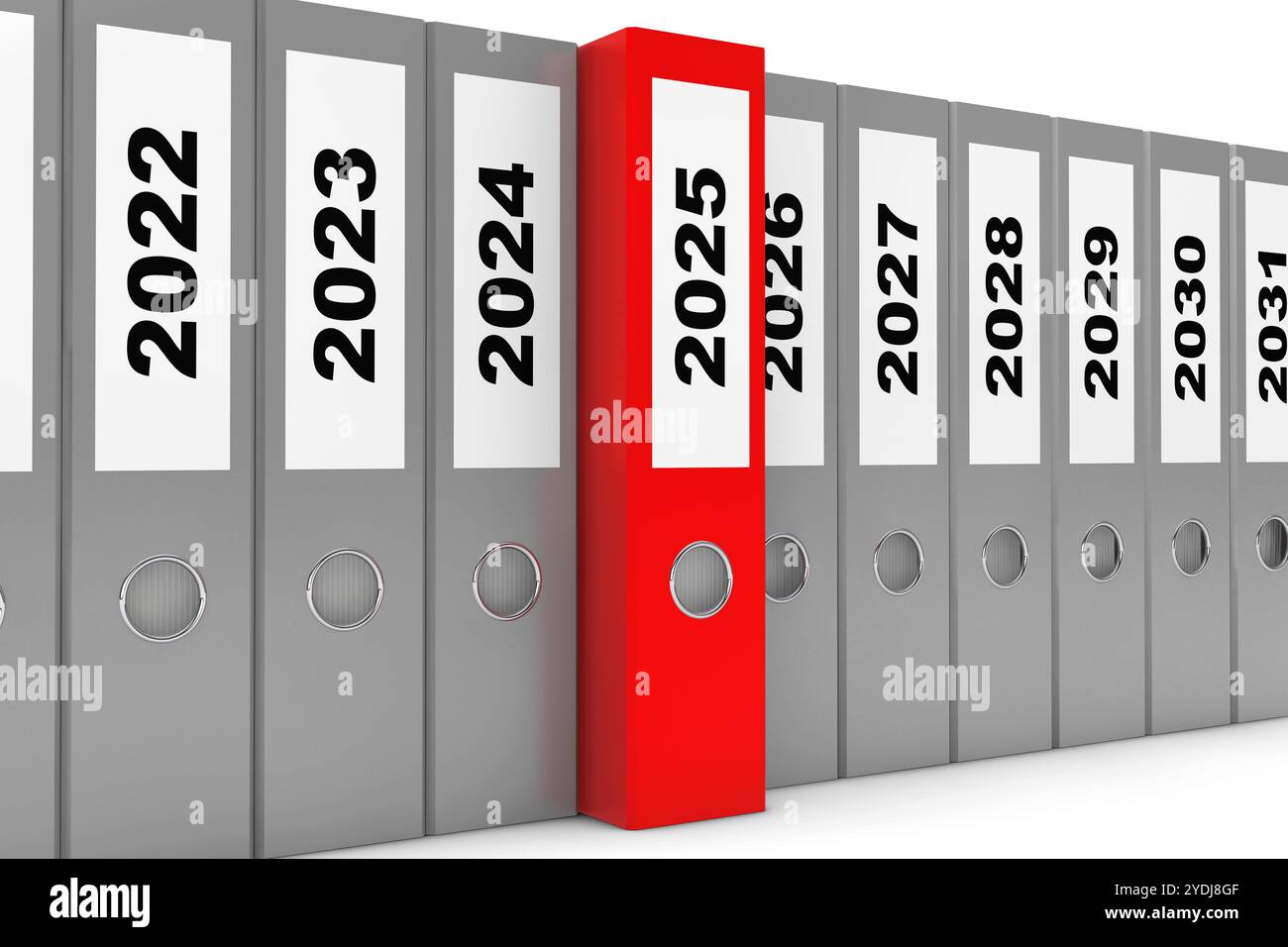 Office Folders with New Year 2025 Sign on a white background. 3d ...