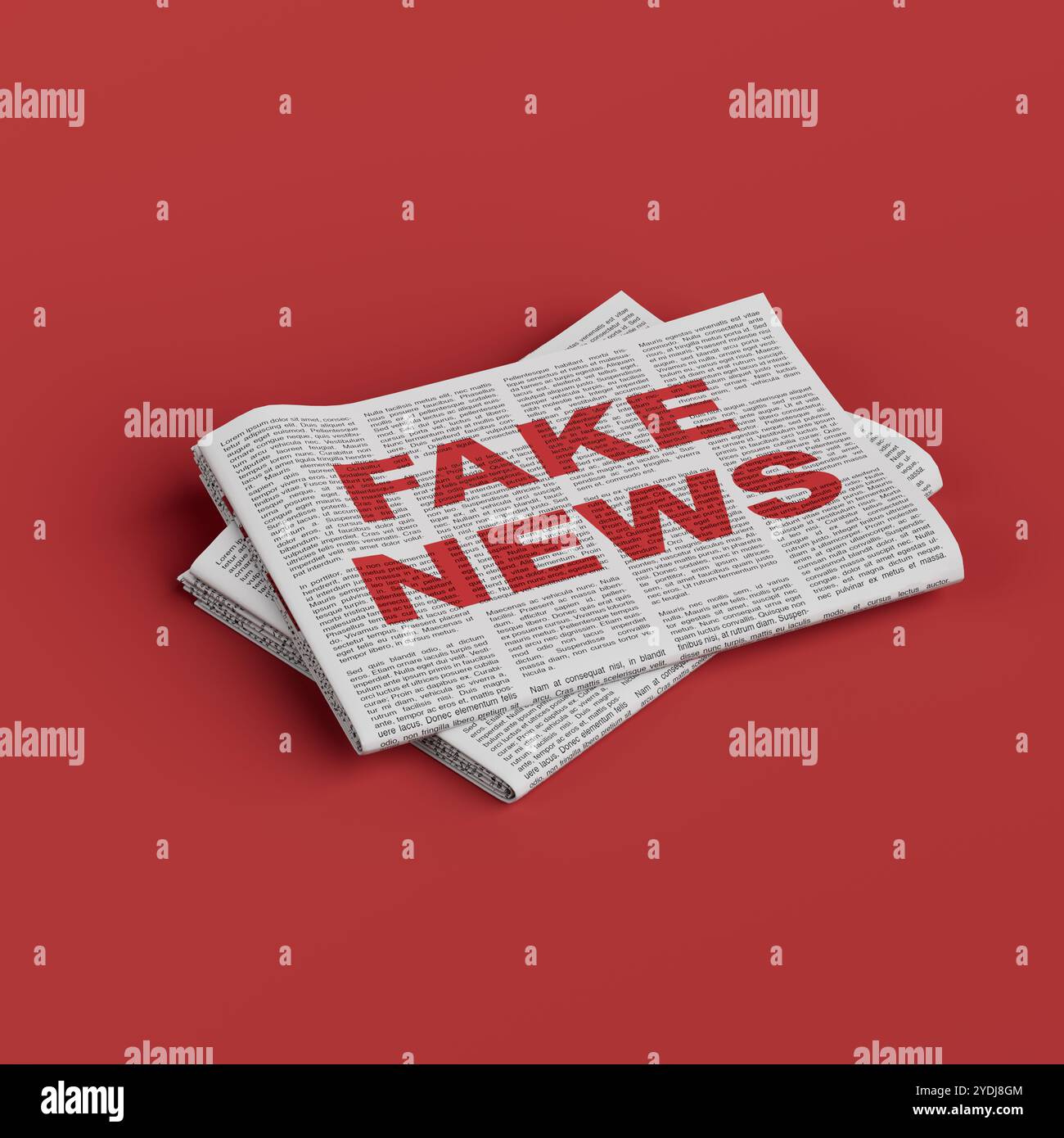 A Folded Newspaper with the Headline FAKE NEWS in Bold Red Letters on a ...
