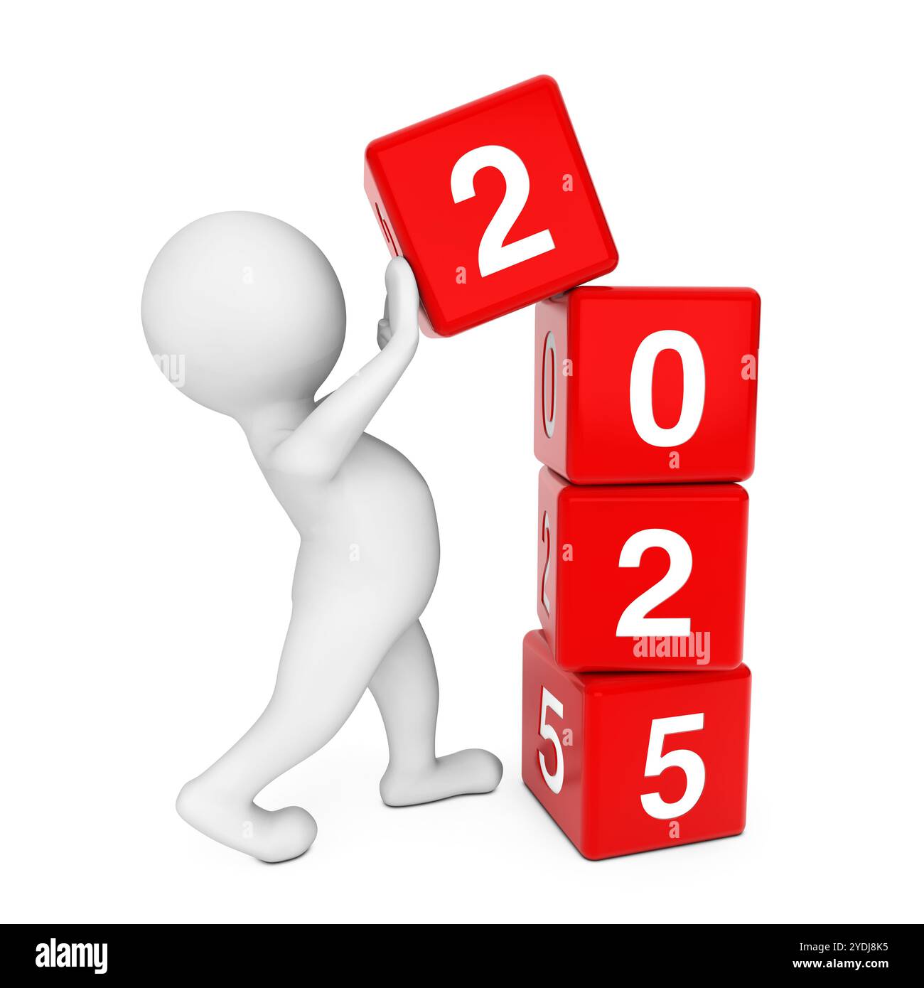 New 2025 Year Concept. Person Placing 2025 New Year Cubes on a white ...
