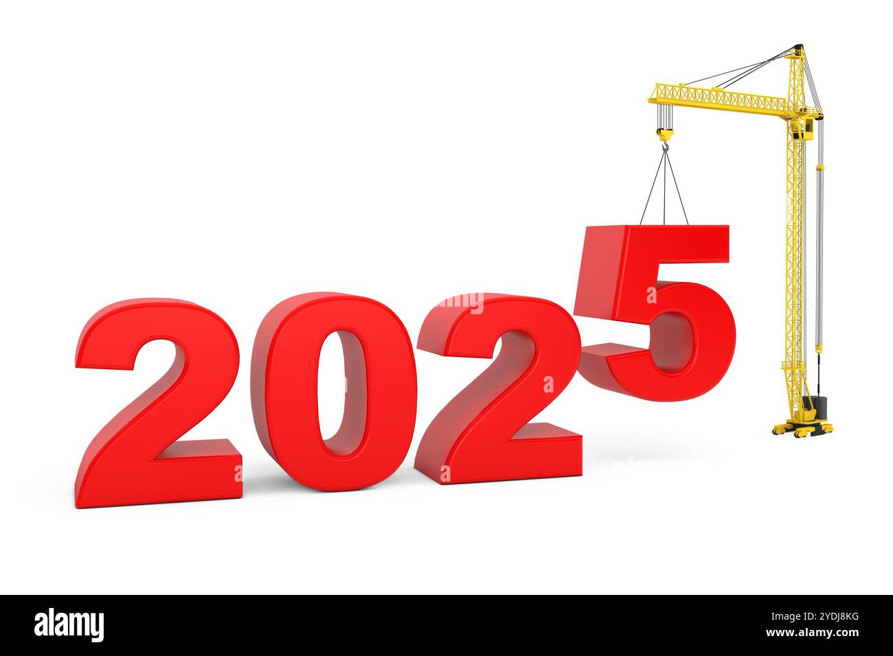 Build the Future Concept. Tower Crane with 2025 Year Sign on a white ...