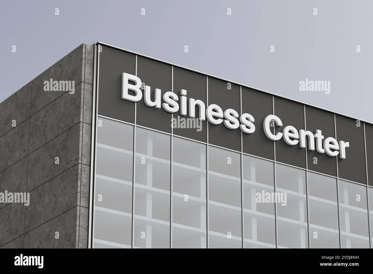 Modern Building Facade with a Gray Concrete Wall, Large Window Section ...