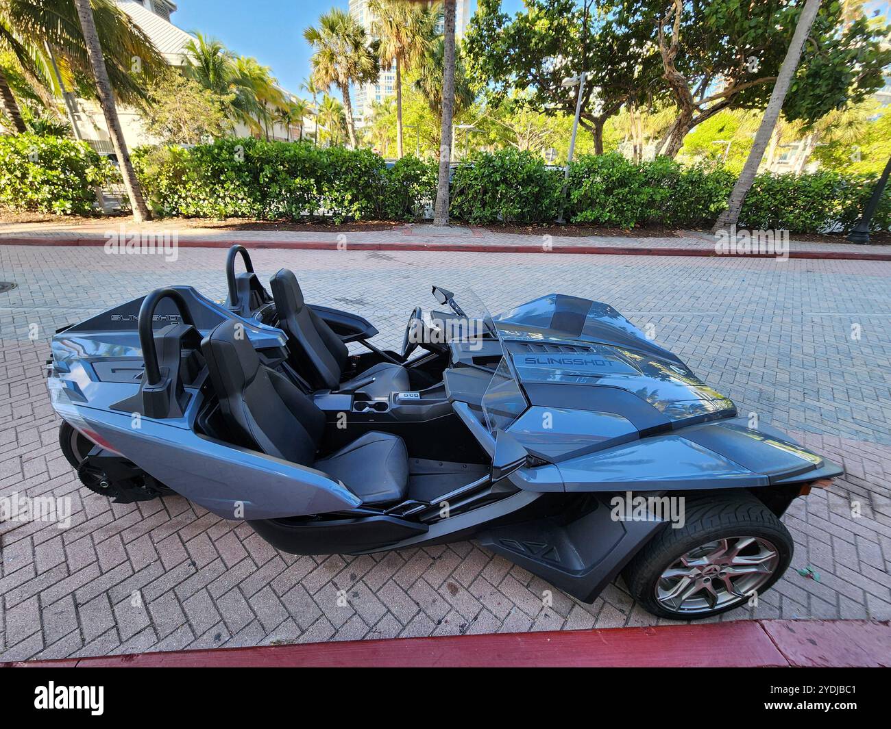 Miami Beach, Florida USA - June 6, 2024: 2023 Polaris Slingshot SL Grey ...