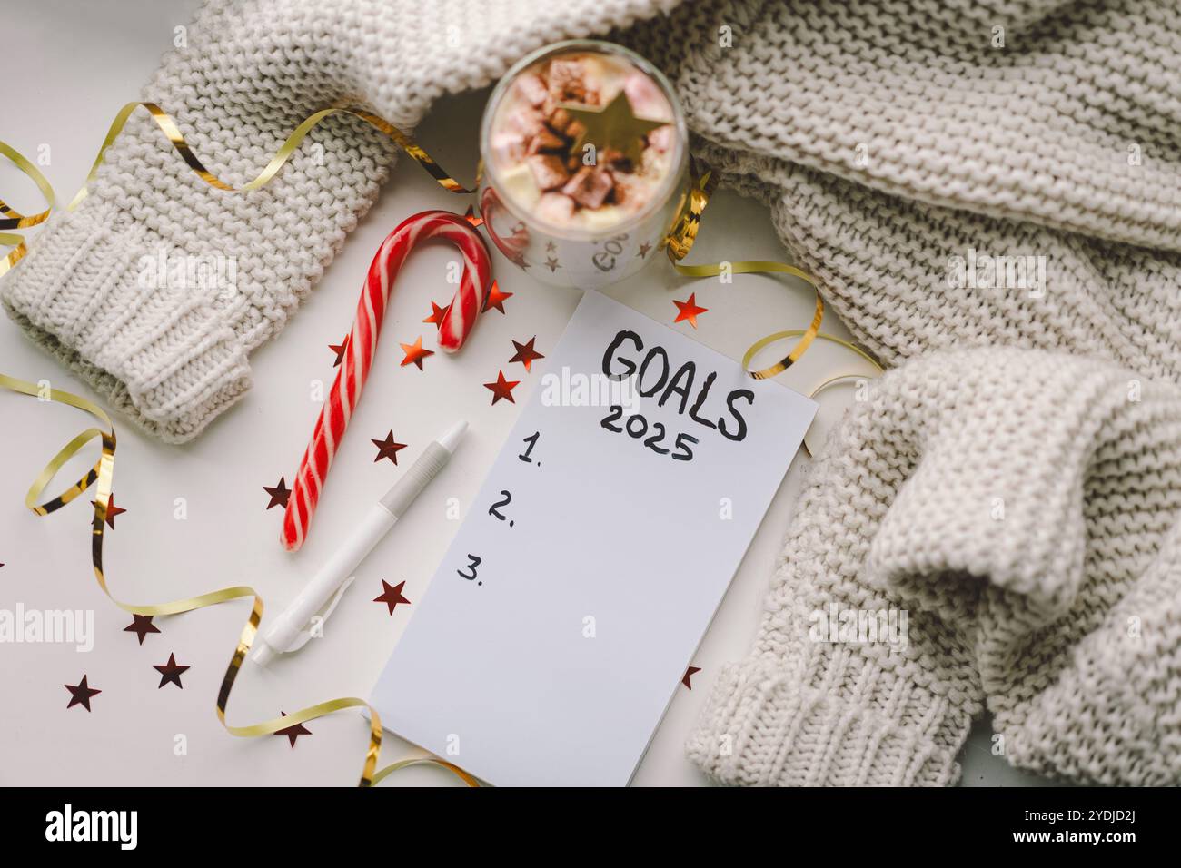 Setting New Year's goals with cozy vibes and festive decorations in ...