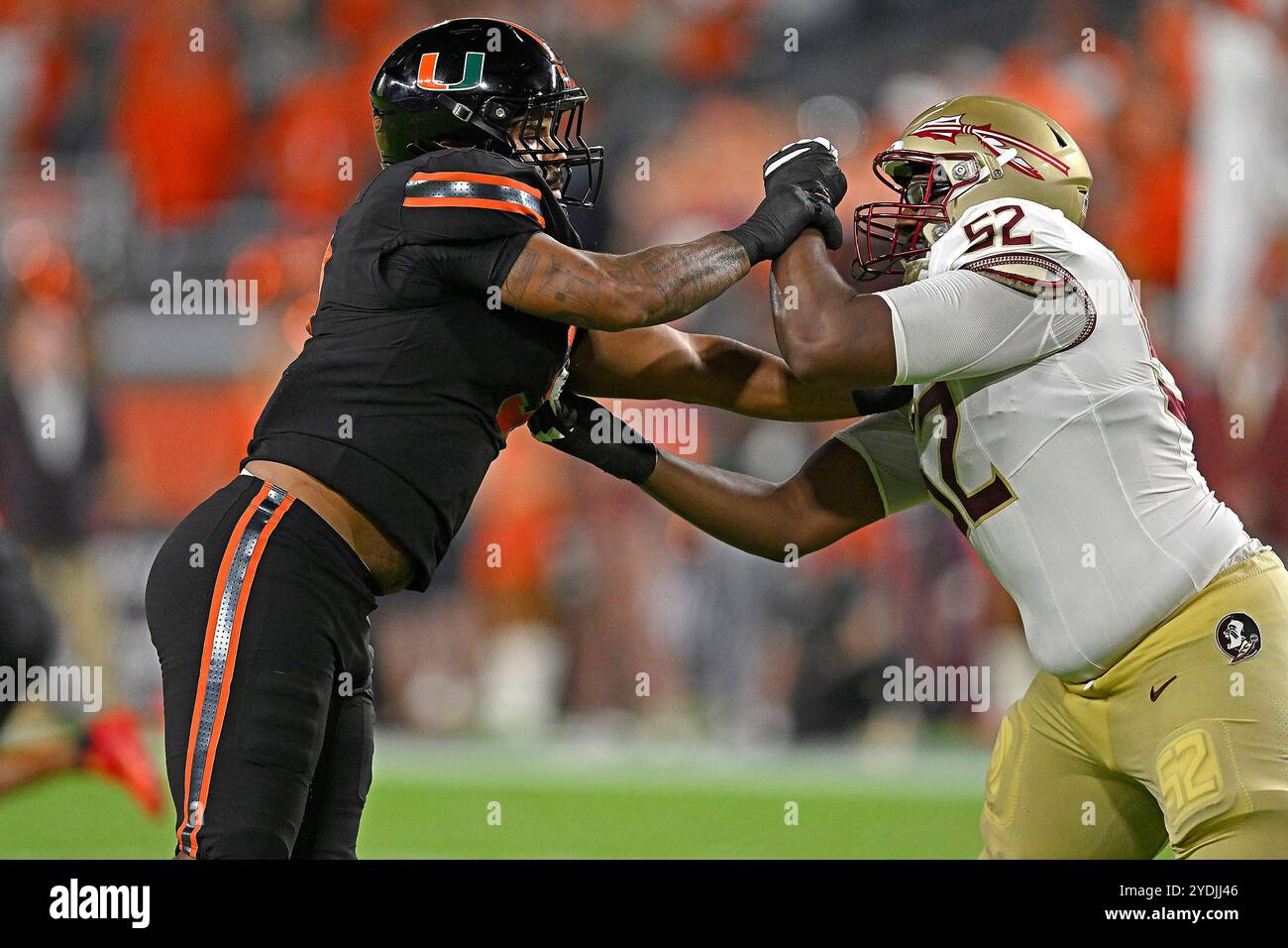 MIAMI GARDENS, FL - OCTOBER 26: Miami defensive lineman Akheem Mesidor ...