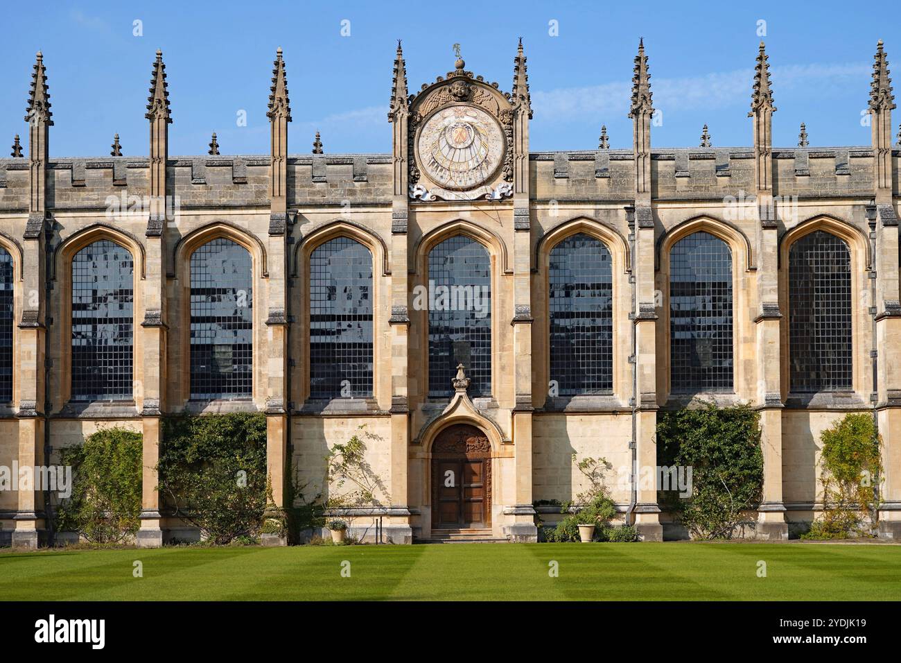 Oxford University, All Souls College chapel building with colorful ...