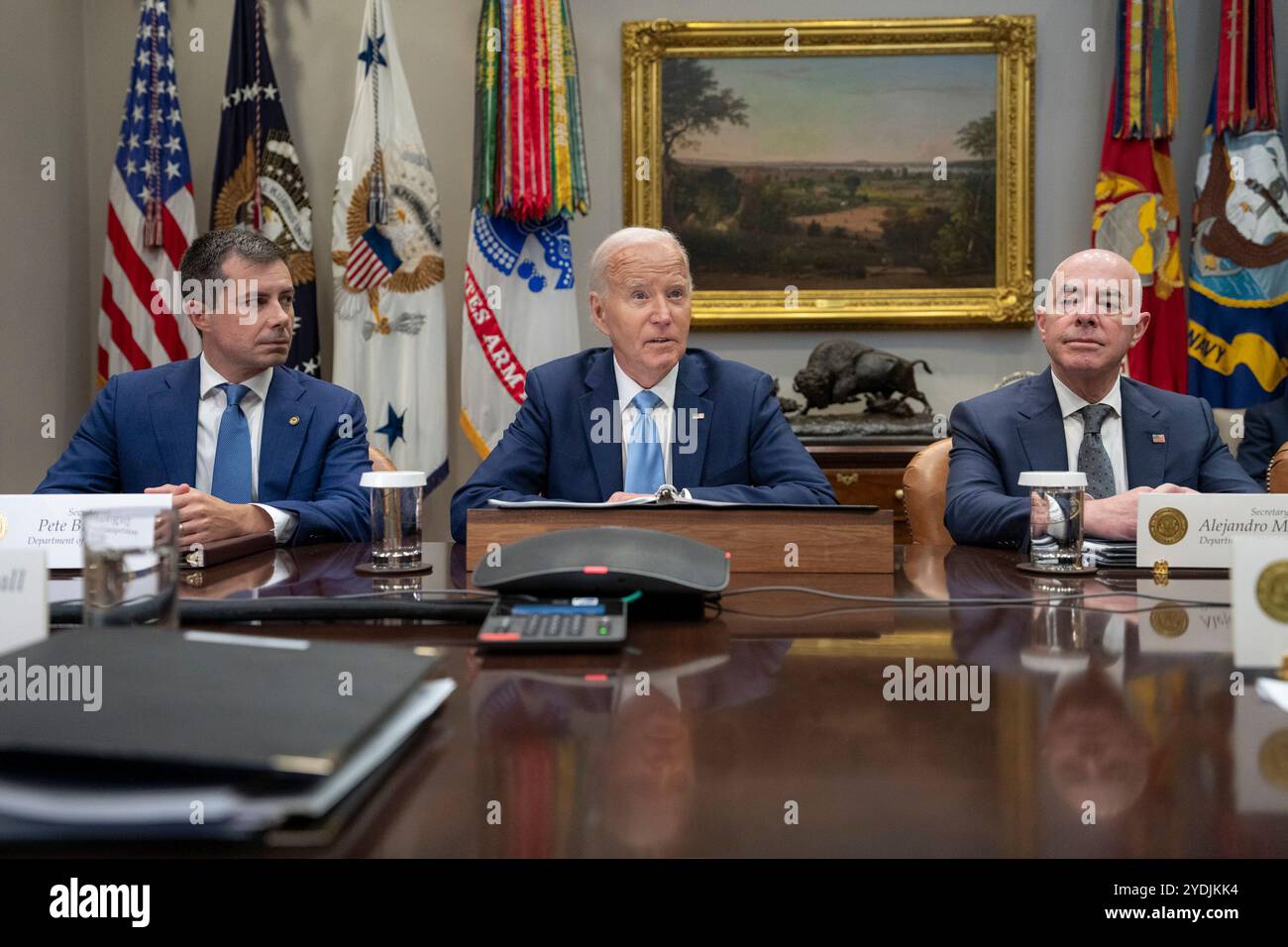 President Joe Biden receives an interagency briefing on the response to ...