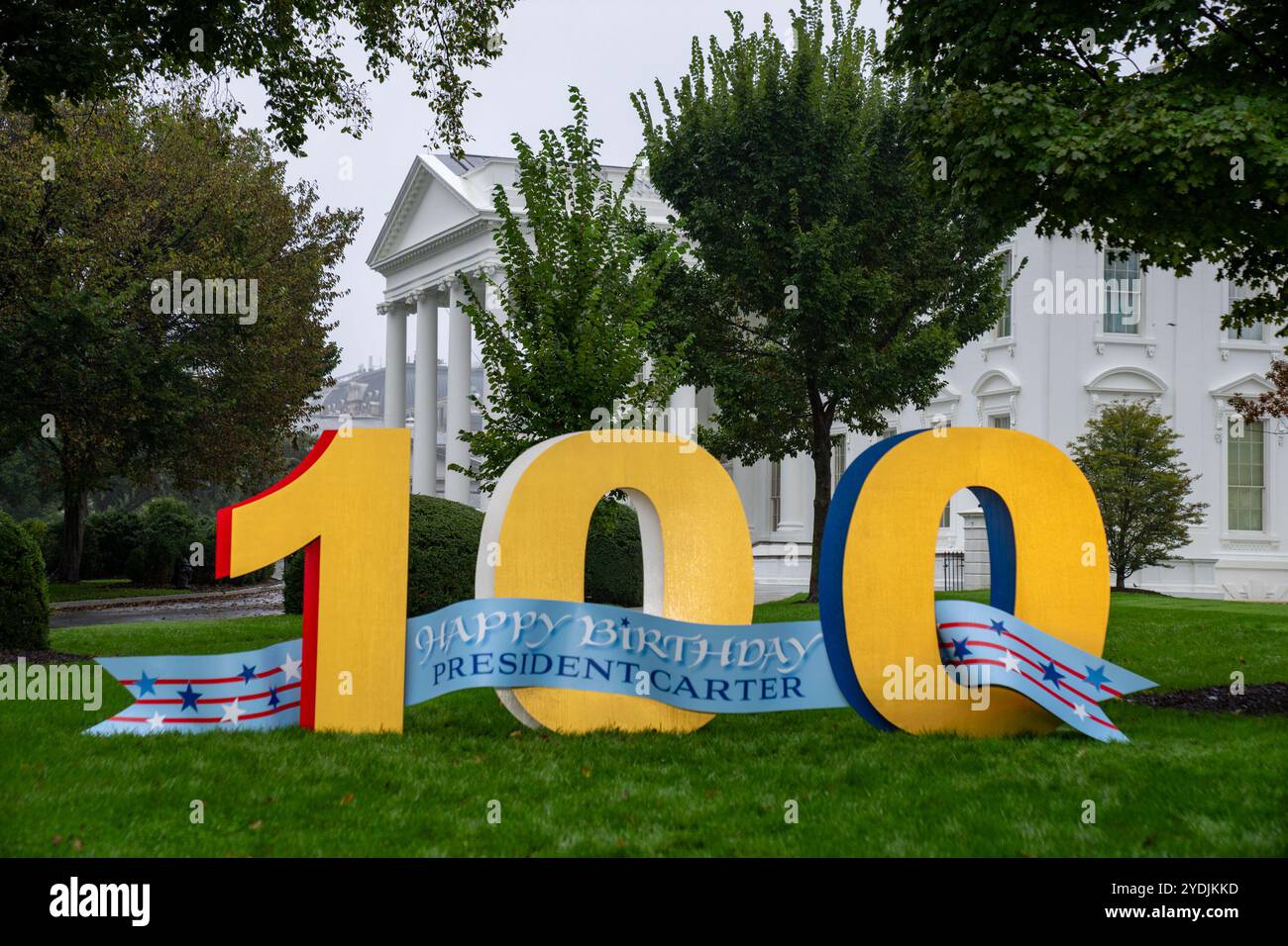 A display to wish President Carter a happy 100th birthday, Tuesday ...