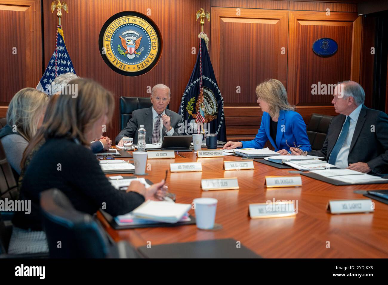 President Joe Biden receives a briefing on Hurricane Milton from ...