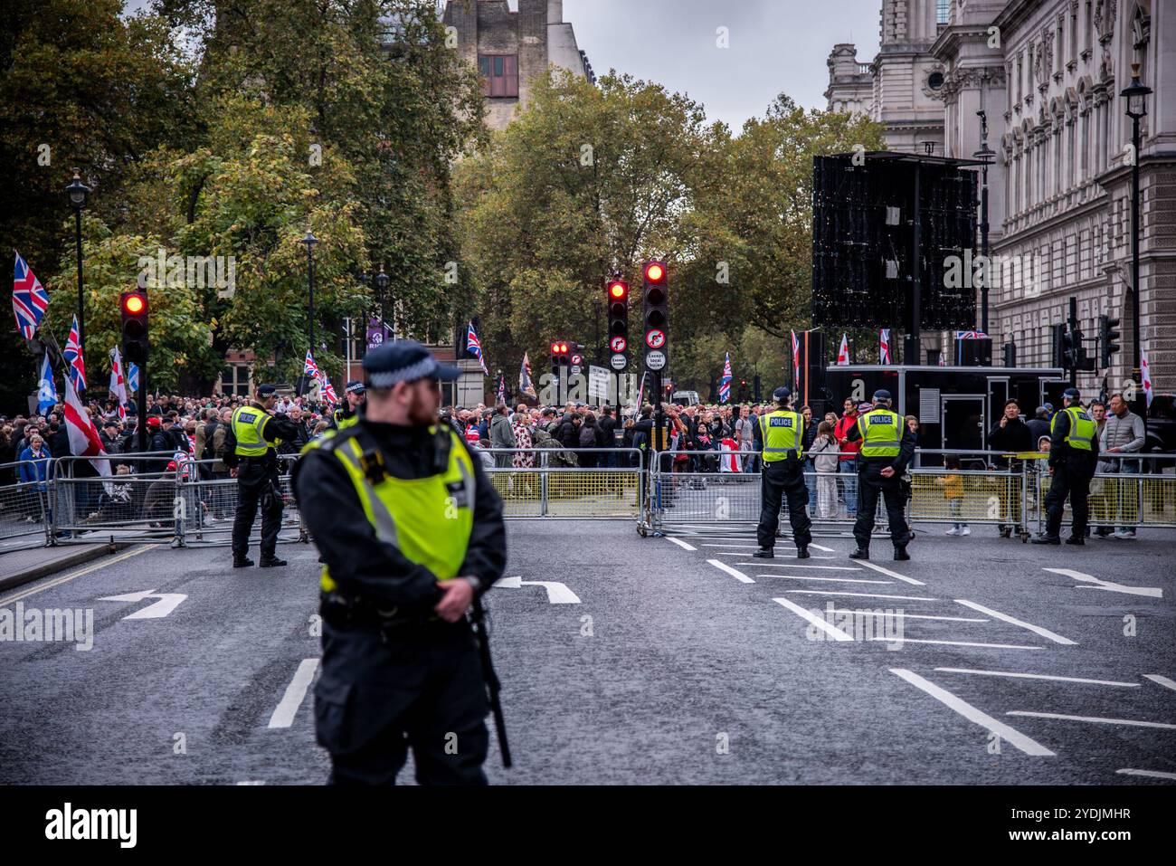 The Metropolitan Police stand guard during the demonstration. Tommy ...