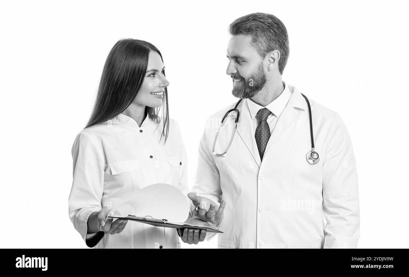 medical service. doctor hold clipboard writing prescription to patient ...