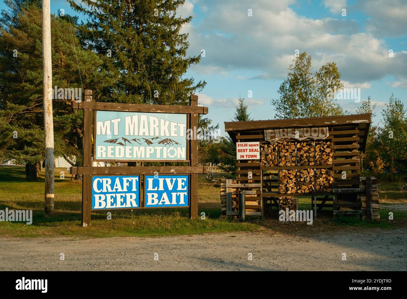 Mountain Market & Redemption sign, Tupper Lake, New York Stock Photo ...