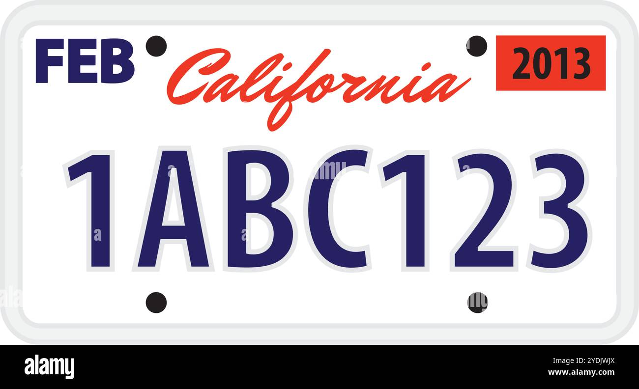 License plate of California. Car number plate. Vector stock ...
