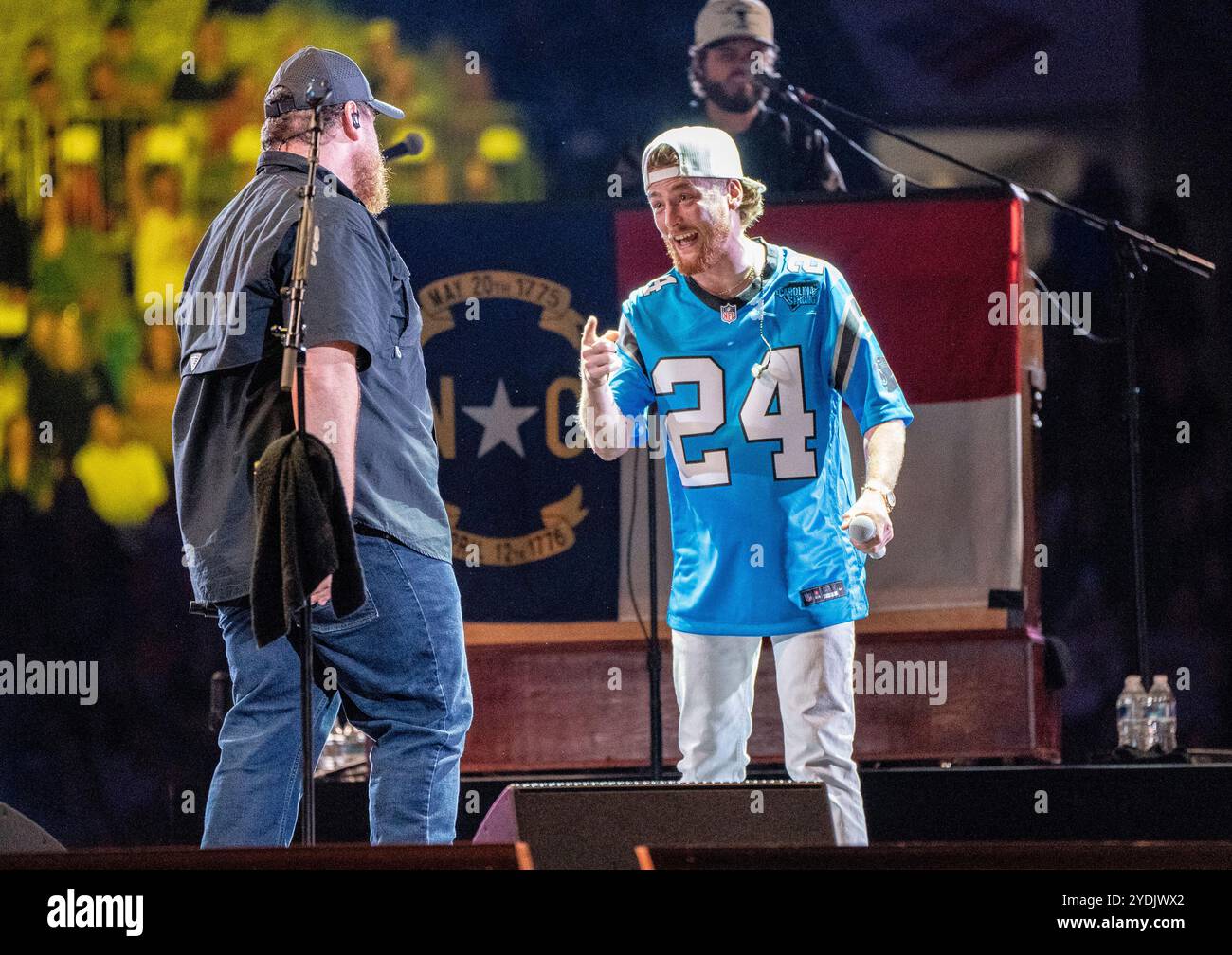 Luke Combs (L) and Bailey Zimmerman perform during Concert for Carolina ...