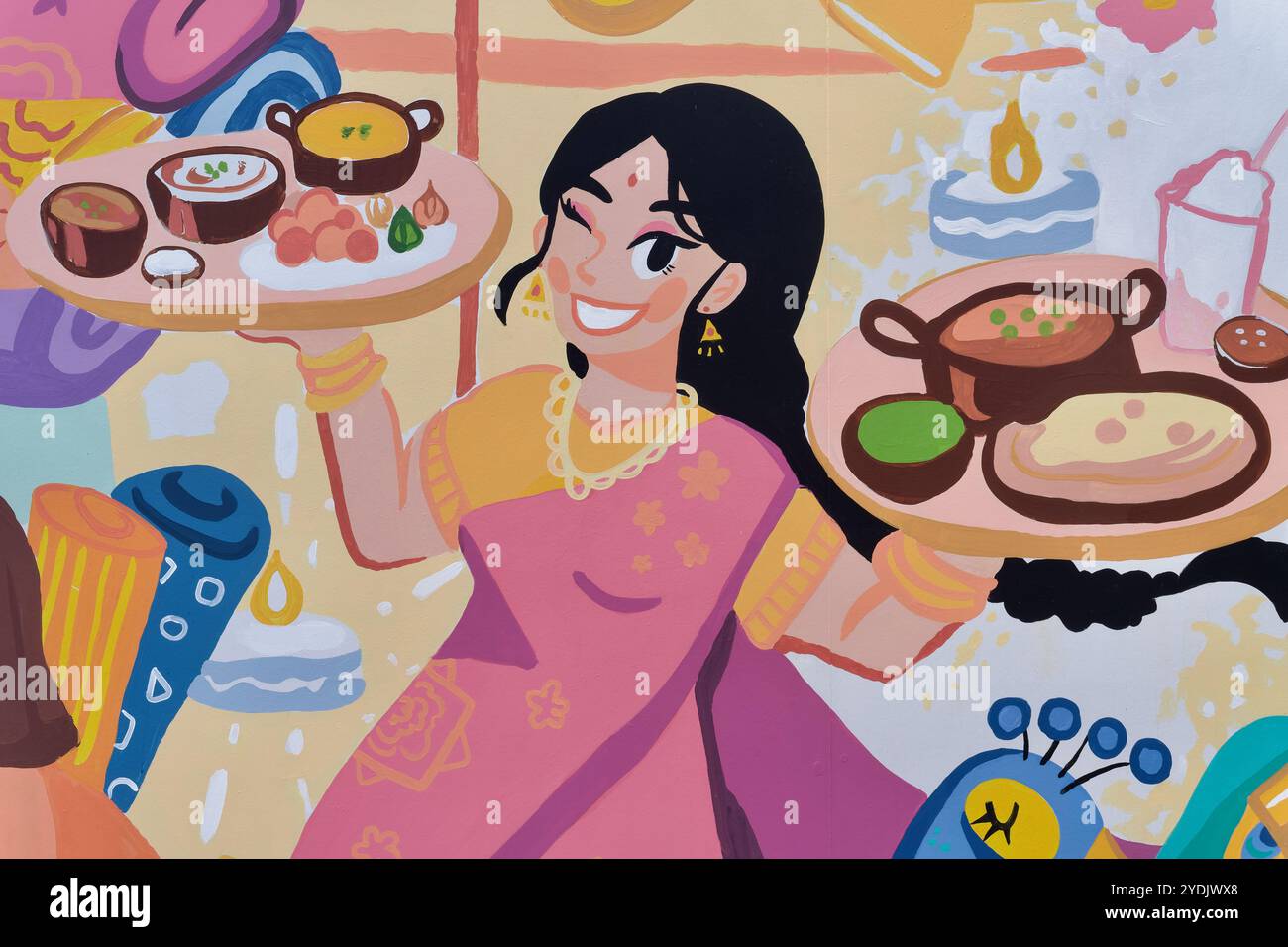 A mural at Klong Ong Ang Walking Street in the Chinatown/Pahurat area ...