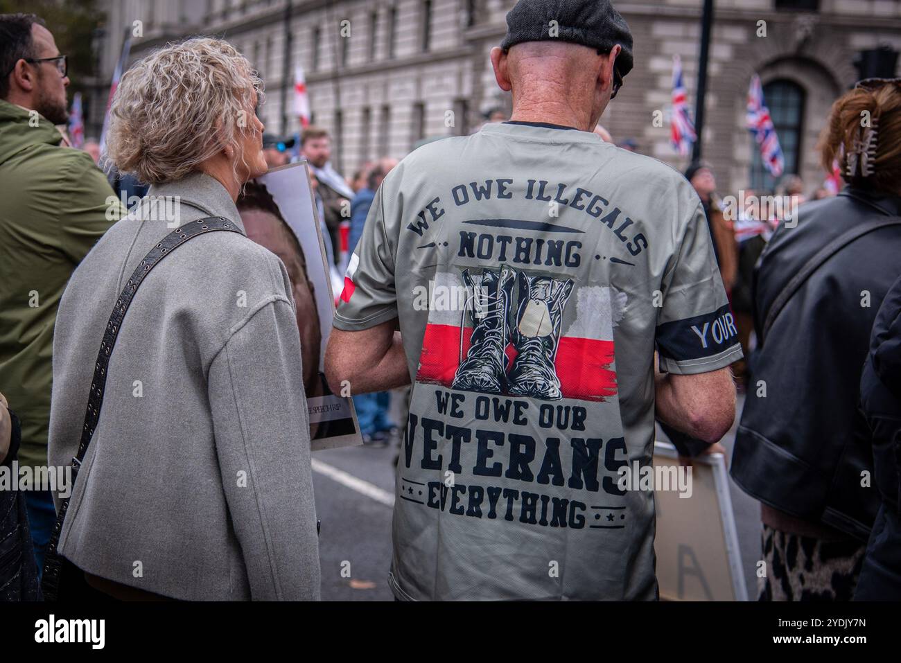 A protestor wears a t-shirt during the demonstration. Tommy Robinson ...
