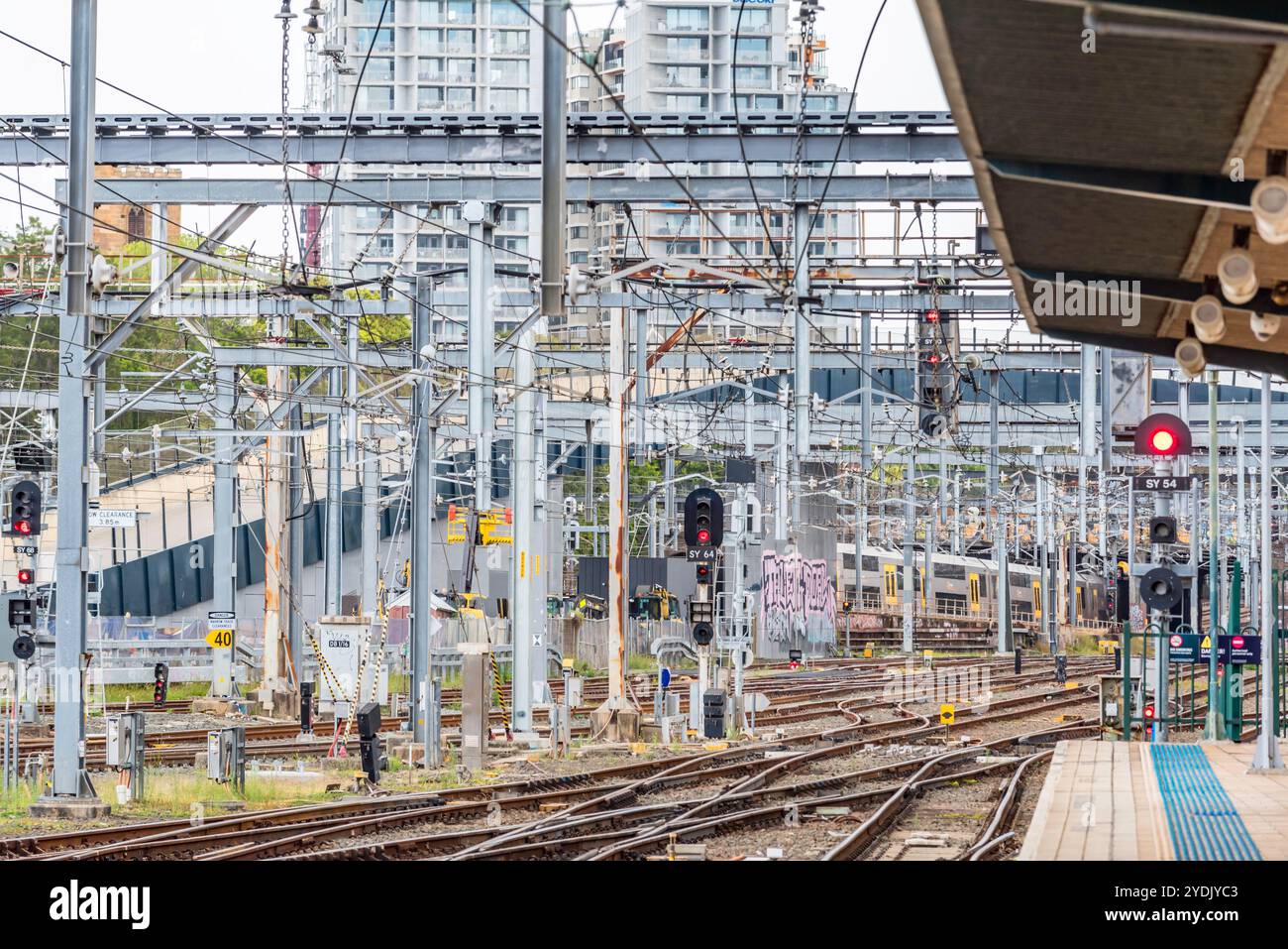 A spaghetti junction of intersecting rail lines and rail tracks ...