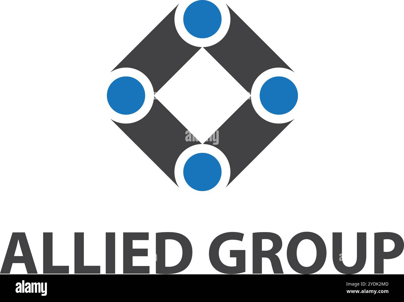 Allied group logo design is a square shaped design with four circles at ...
