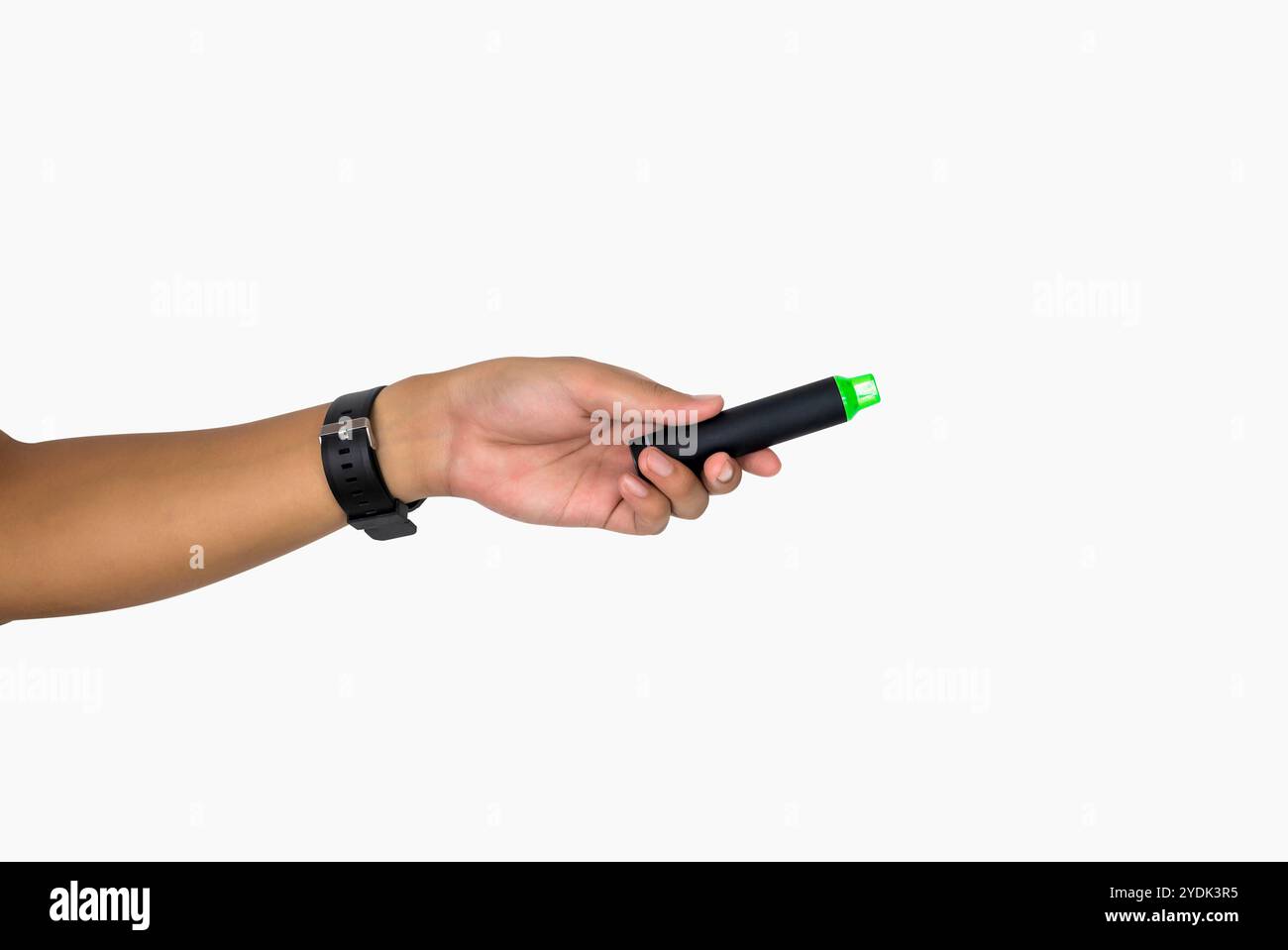 Anti-smoking concept featuring a hand blocking a Electronic cigarettes ...