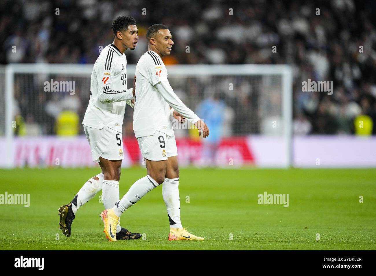 Jude Bellingham and Kylian Mbappe of Real Madrid during the Spanish ...