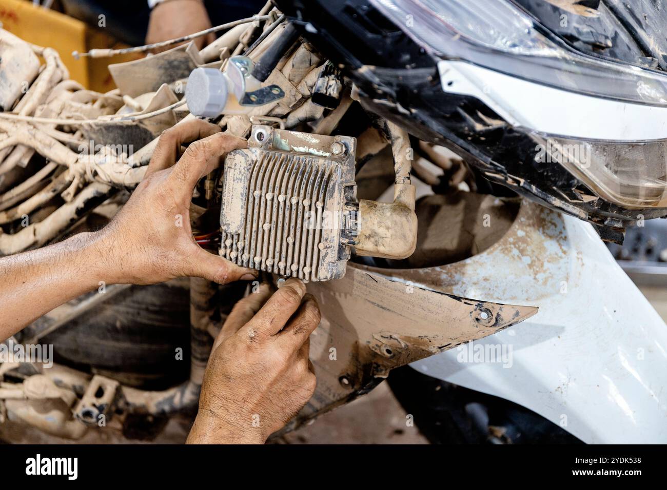 picture of motorcycle damaged by flooding Stock Photo - Alamy