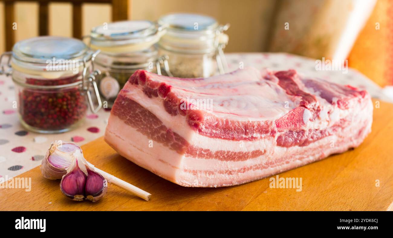 Fresh piece of lard ready for salting Stock Photo - Alamy