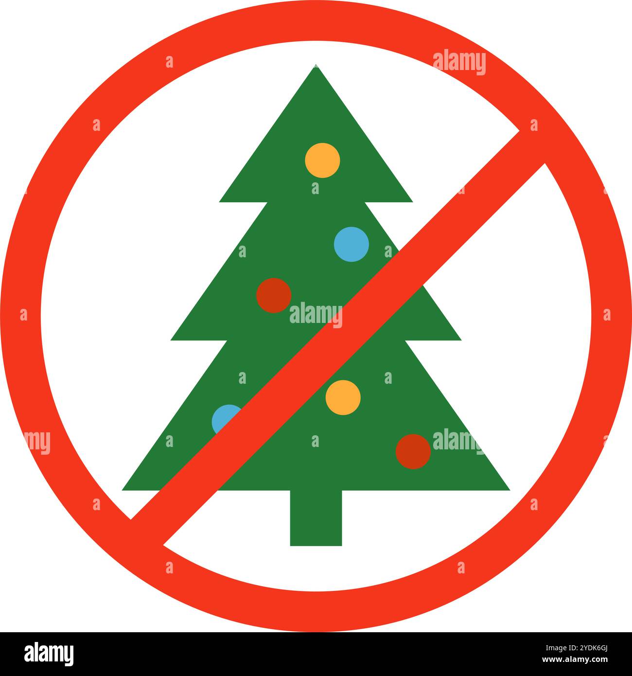 Christmas tree and prohibited circle sign. Christmas celebrating ...