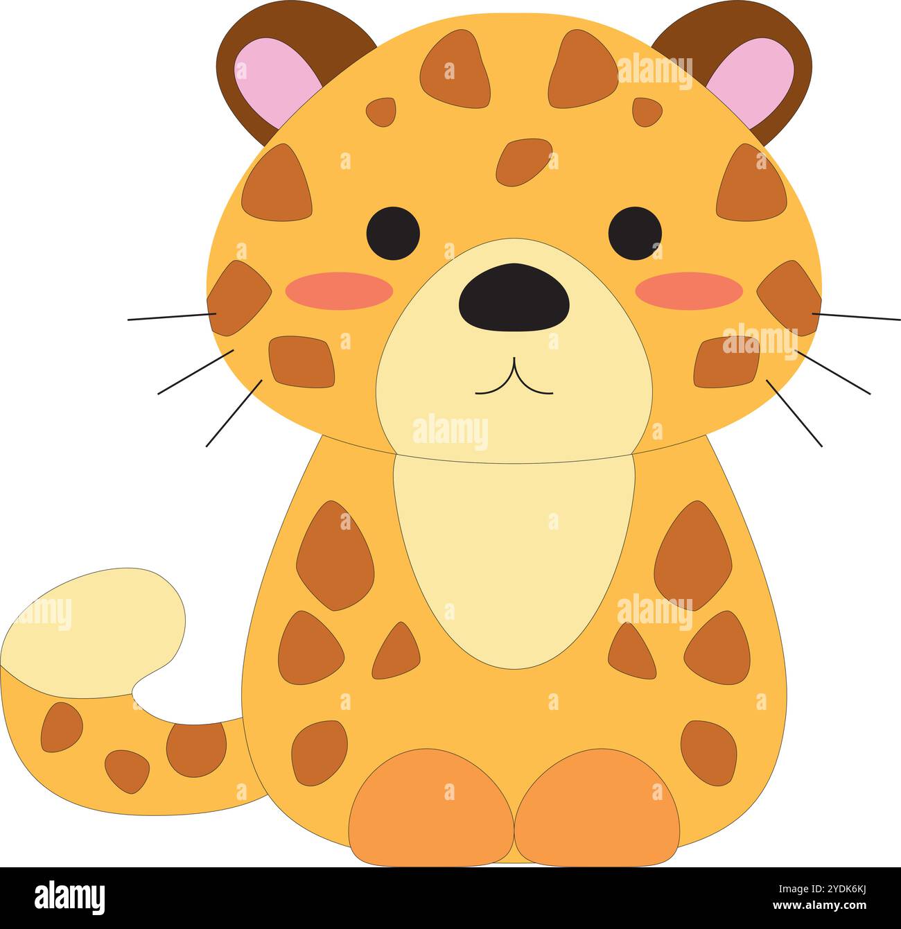 cute cartoon happy little jaguar with tail, spots, paws, stock vector ...