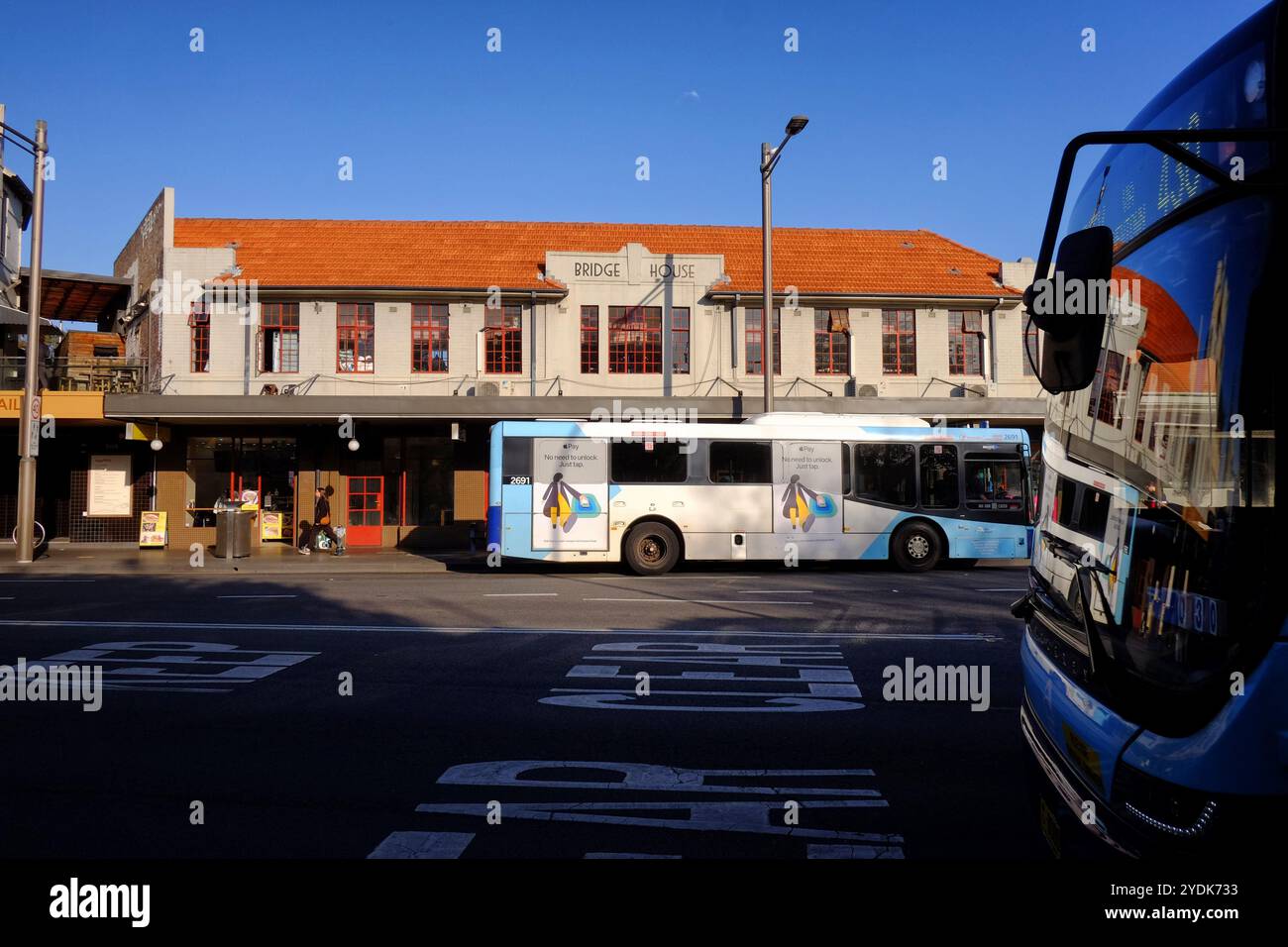 Buses on King Street at Newtown Train Station, Sydney Enmore Road ...
