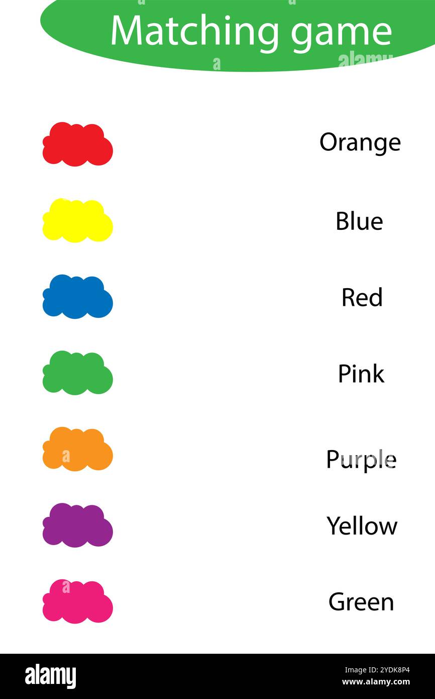 Find the correct names of colors, matching game for children in cartoon ...