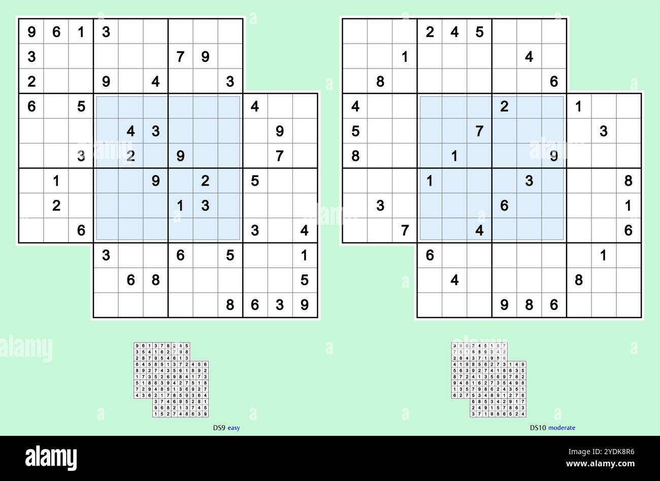 Double-doku. Two overlapping sudoku puzzles. Rotational symmetry. Easy ...