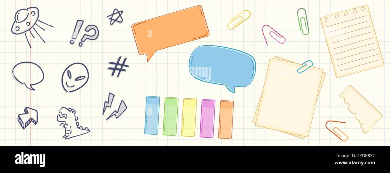 Note stickers with cute doodle elements for diary or bullet journal ...