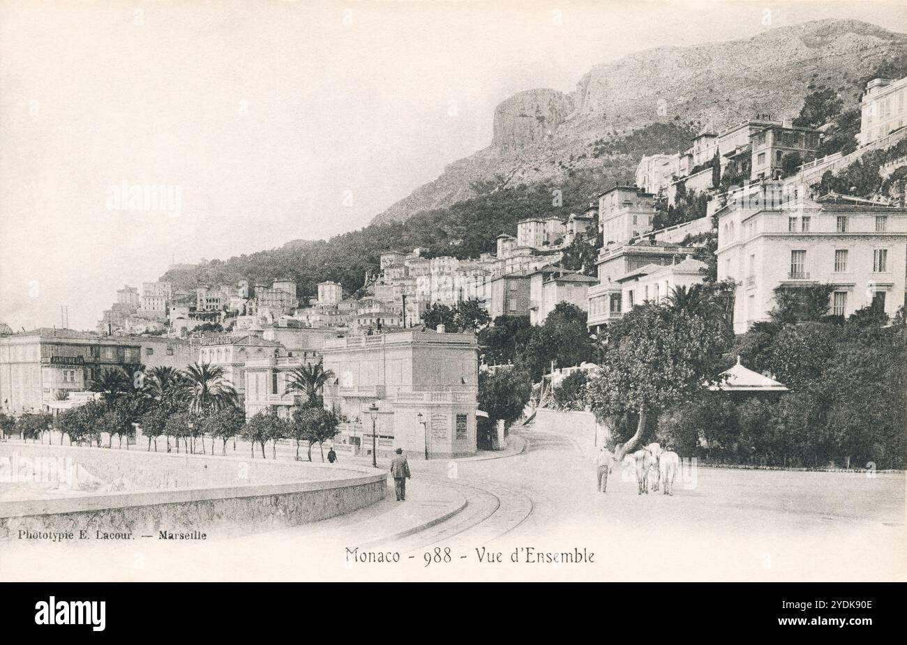 Vintage French postcard of a general view of Monaco Stock Photo - Alamy