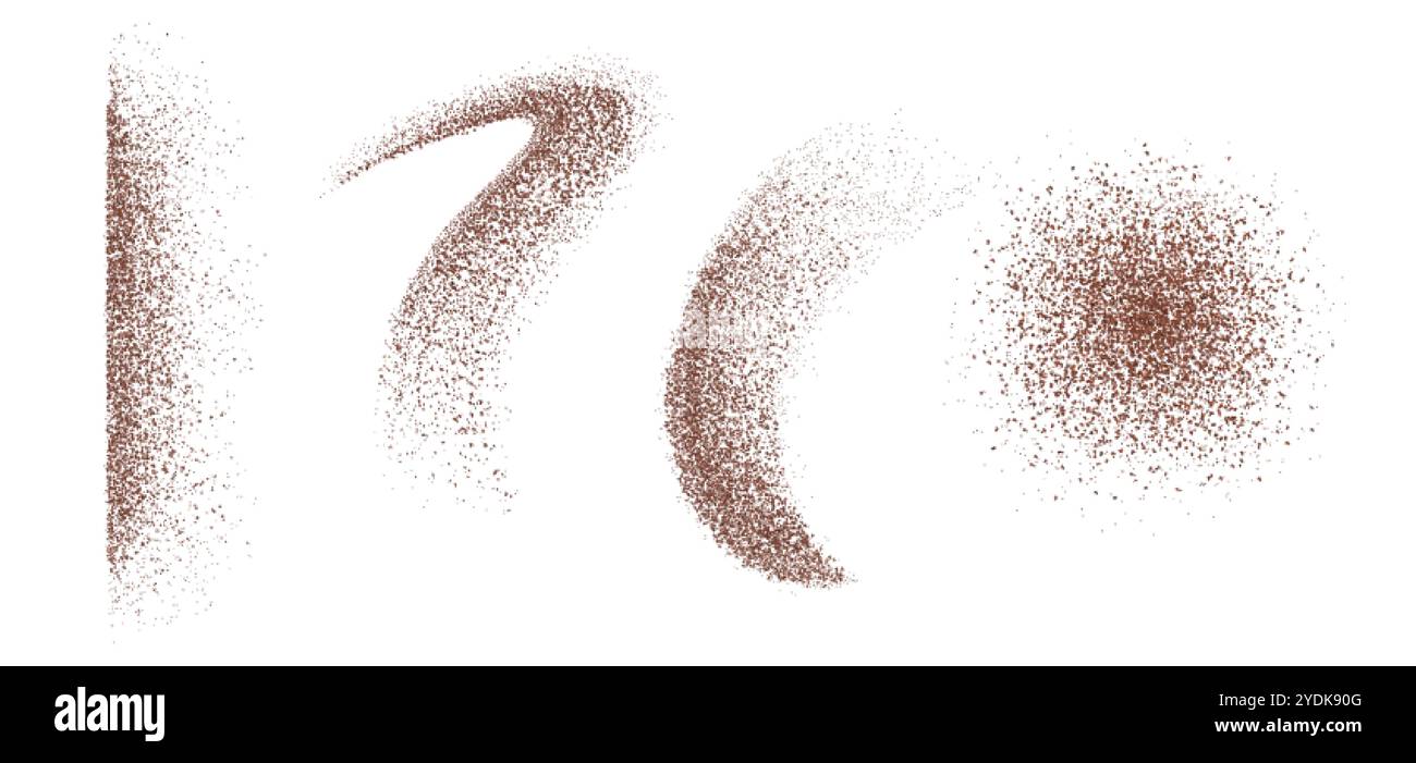 Coffee powder splashes set isolated on white background. Vector ...