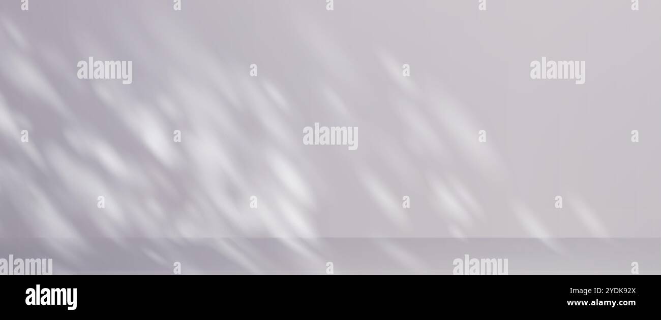 Sun light and shadow on wall floor overlay background. Grey tree leaf ...