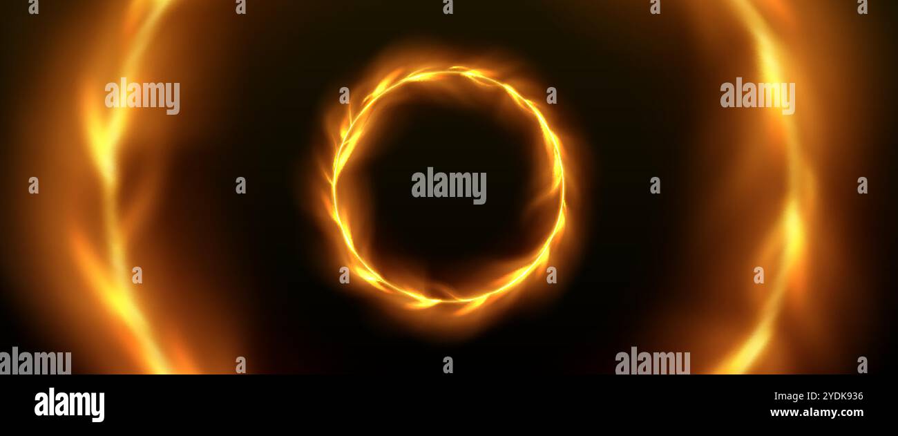 Fire ring frame. Flame effect in circle. Magic circular glow and burn ...