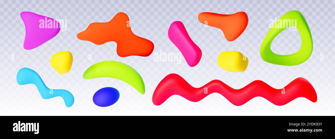 Abstract bright colorful plasticine clay shape. Realistic 3d vector ...