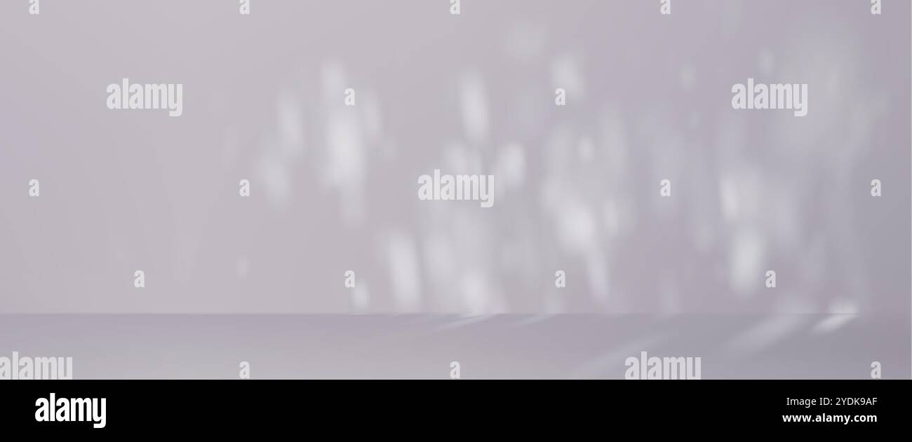 Sun light and shadow on wall floor overlay background. Grey tree leaf ...