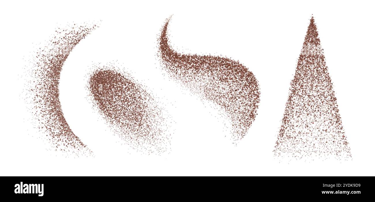 Coffee powder particle. Chocolate dust splash. Cocoa sand or brown ...