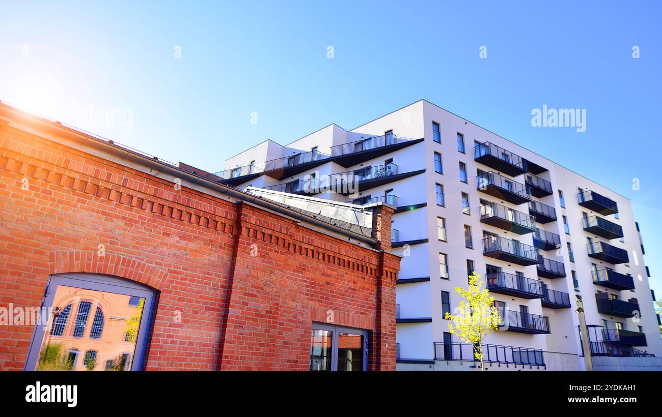 Modern multifamily building in a european city. Walls made of concrete ...