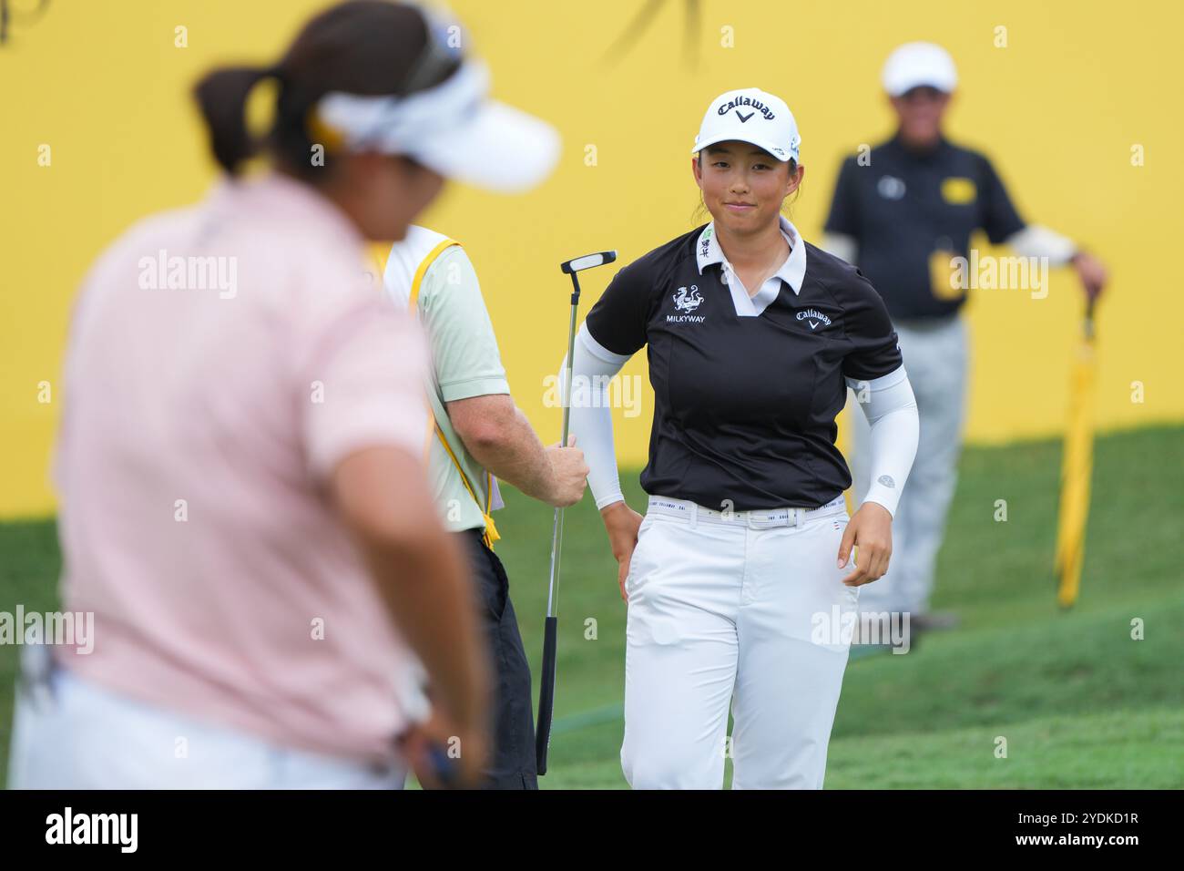 Yin Ruoning of China smiles on the 18th hole during the LPGA Tour's ...