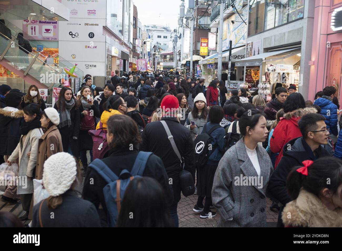 31.12.2017, Tokyo, Japan, Asia, Crowds of people throng Takeshita Dori ...