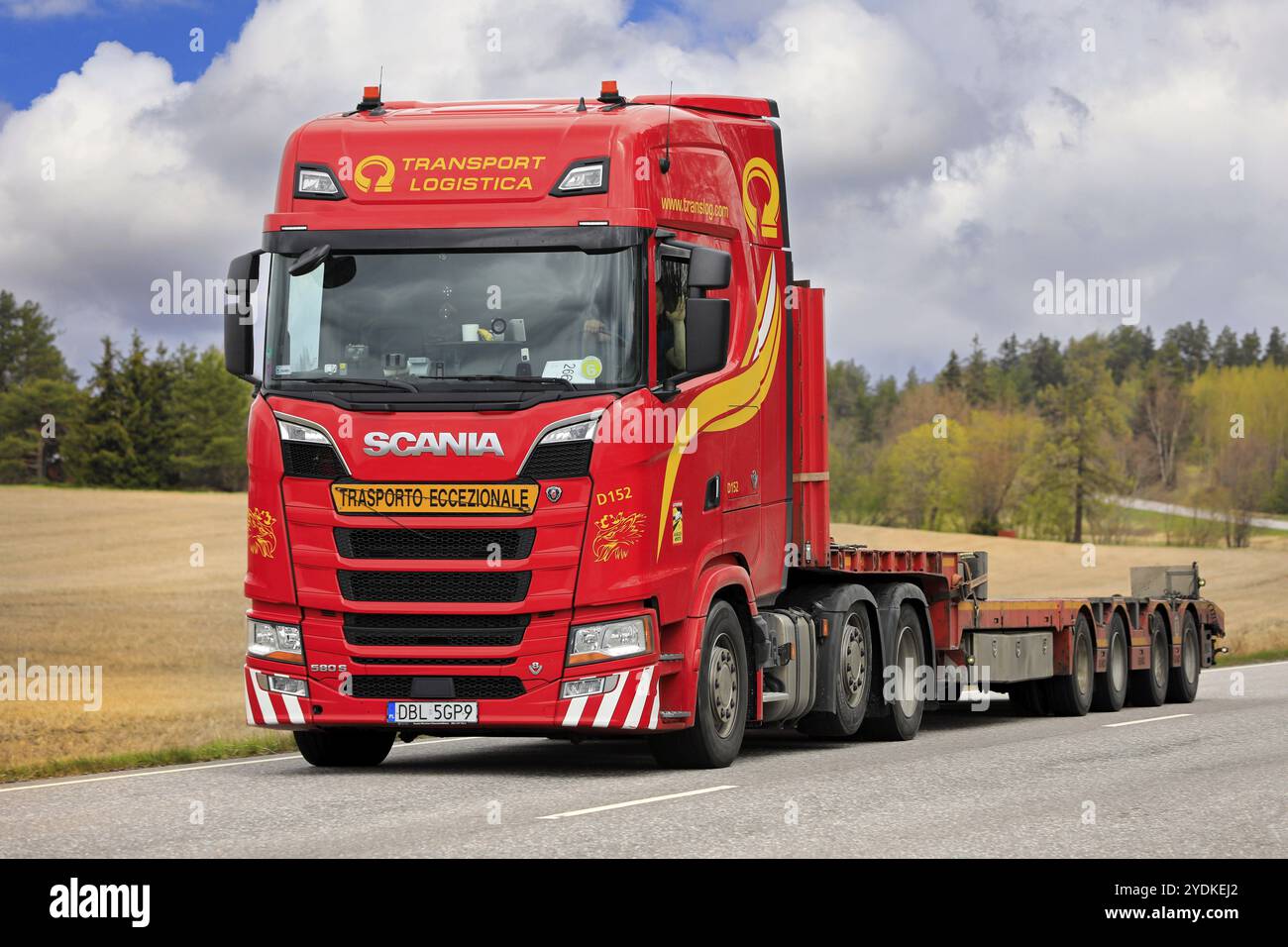 Beautiful red Scania 580S truck semi trailer Transport Logistica for ...