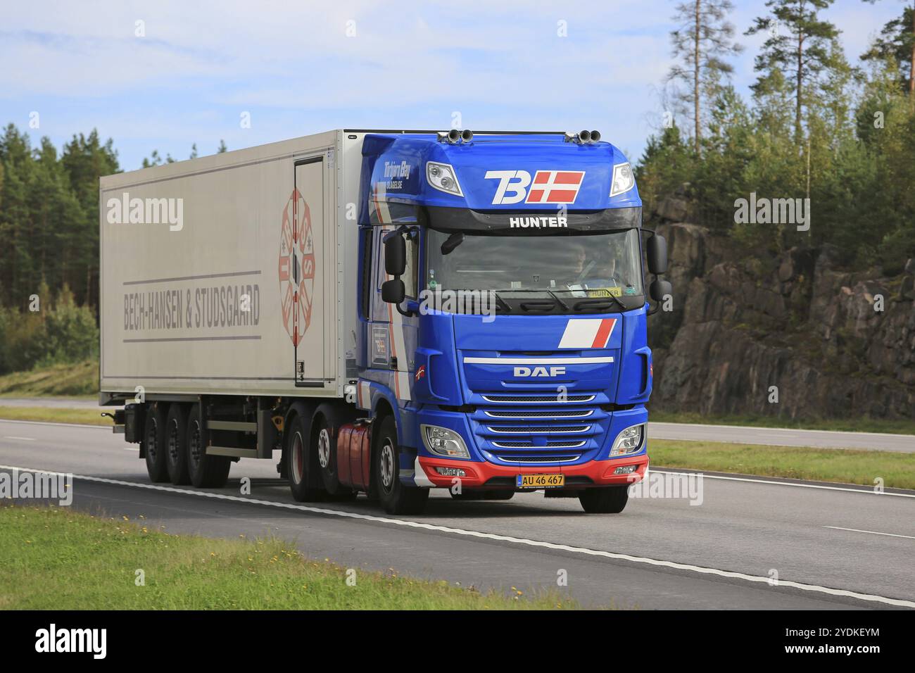 PAIMIO, FINLAND, SEPTEMBER 9, 2016: New blue DAF XF reefer truck of ...