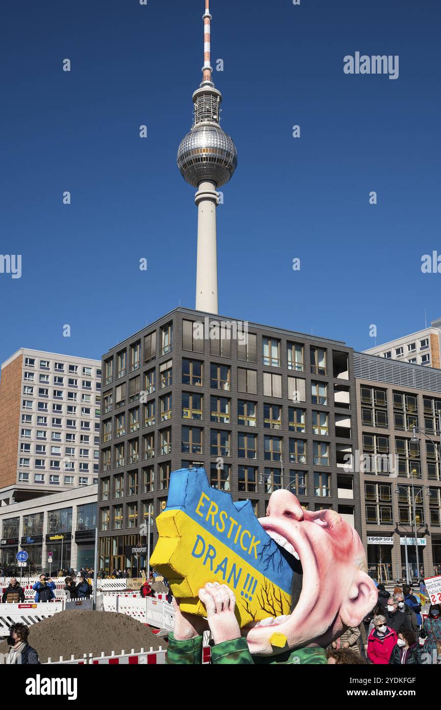 13.03.2022, Berlin, Germany, Europe, A carnival float by the sculptor ...