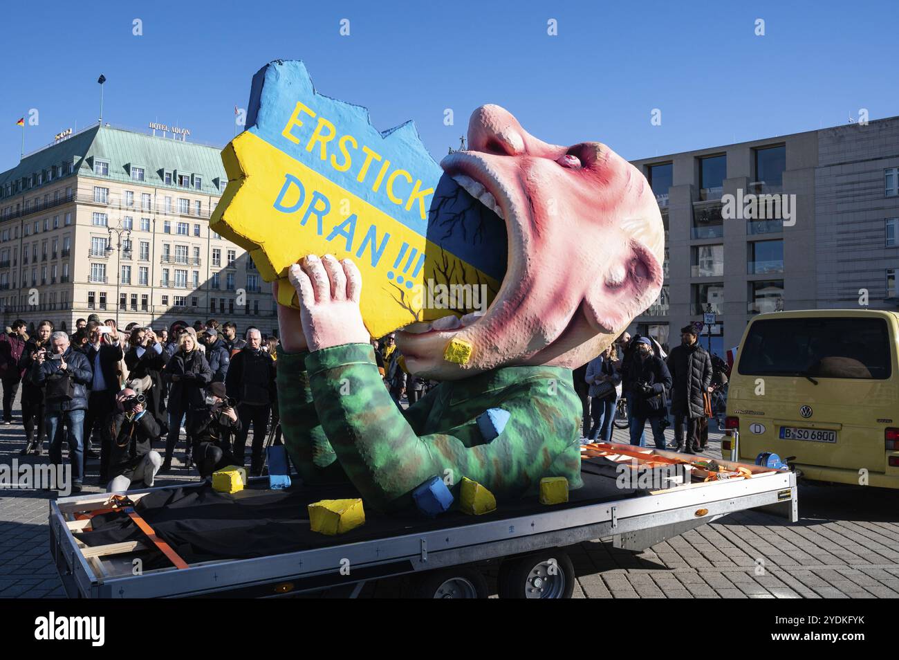12.03.2022, Berlin, Germany, Europe, A carnival float by the sculptor ...