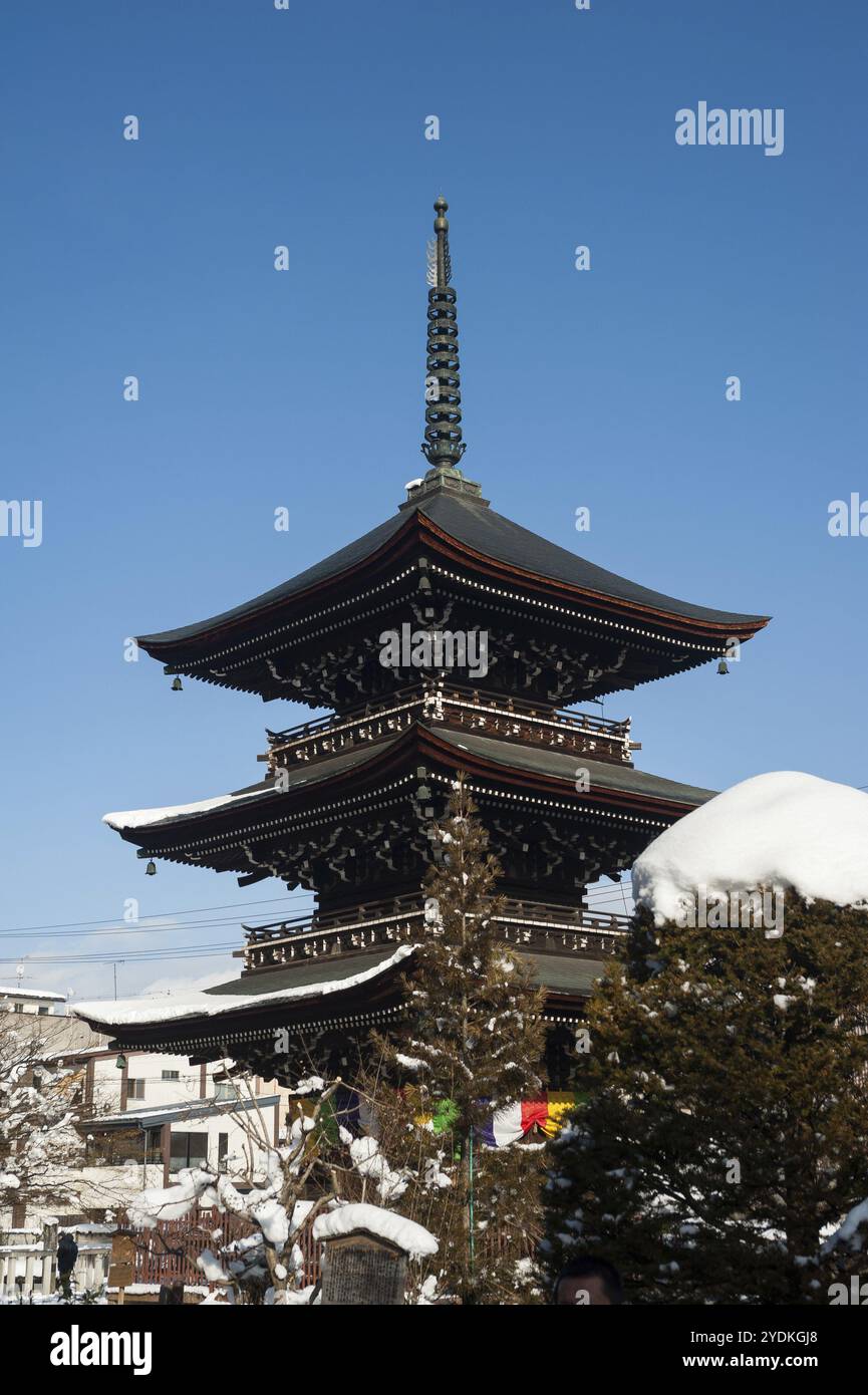 29.12.2017, Takayama, Gifu, Japan, Asia, The three-storey wooden pagoda ...