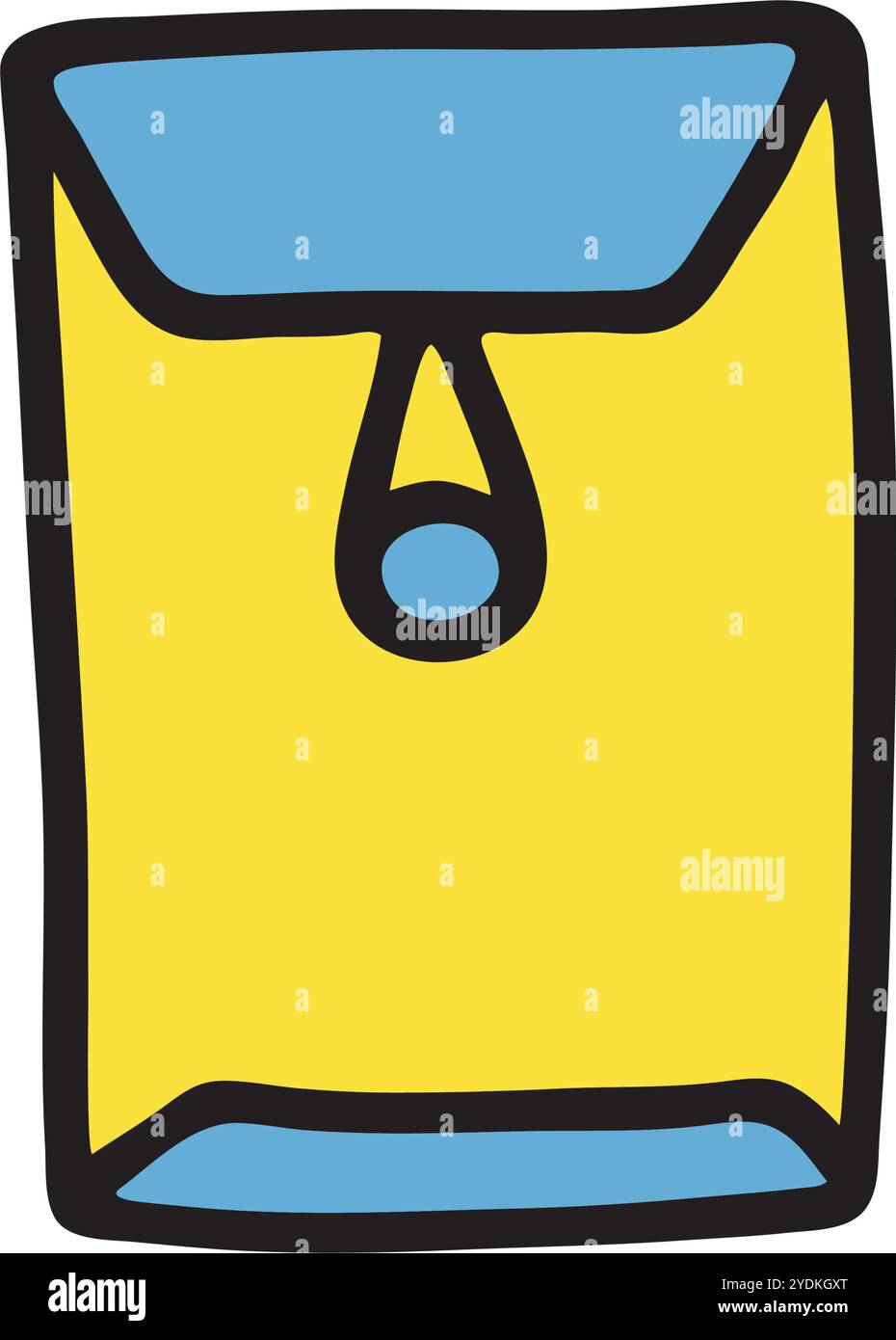 Doodle letter, open end button string envelope icon or logo, hand drawn ...