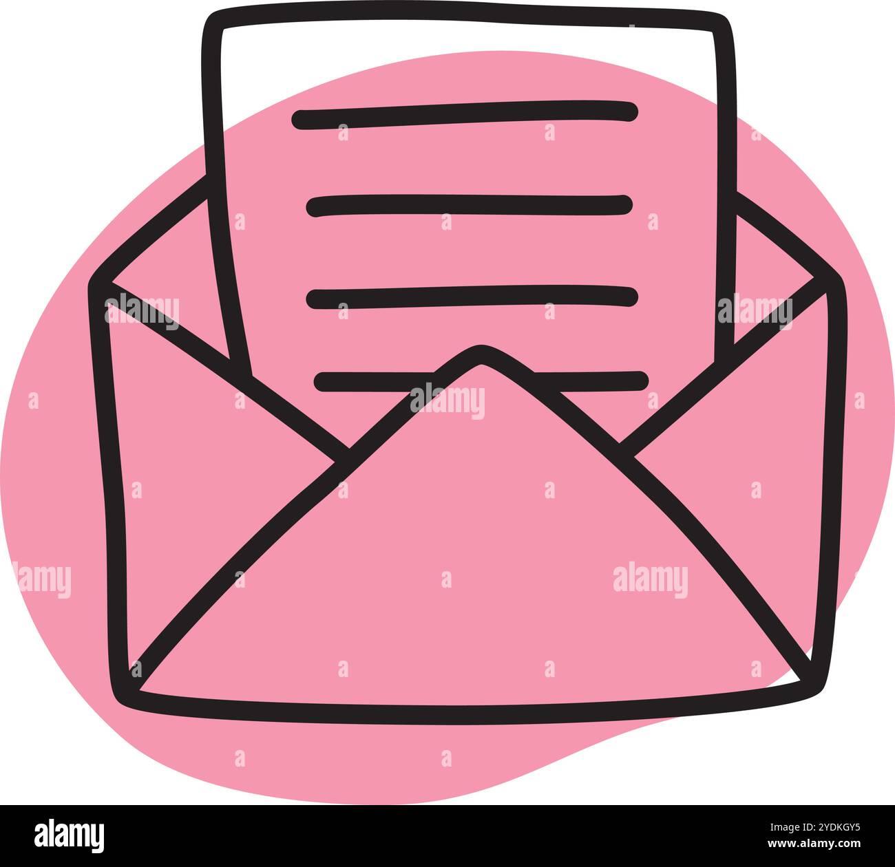 Doodle Open envelope with letter icon or logo, hand drawn with thin ...